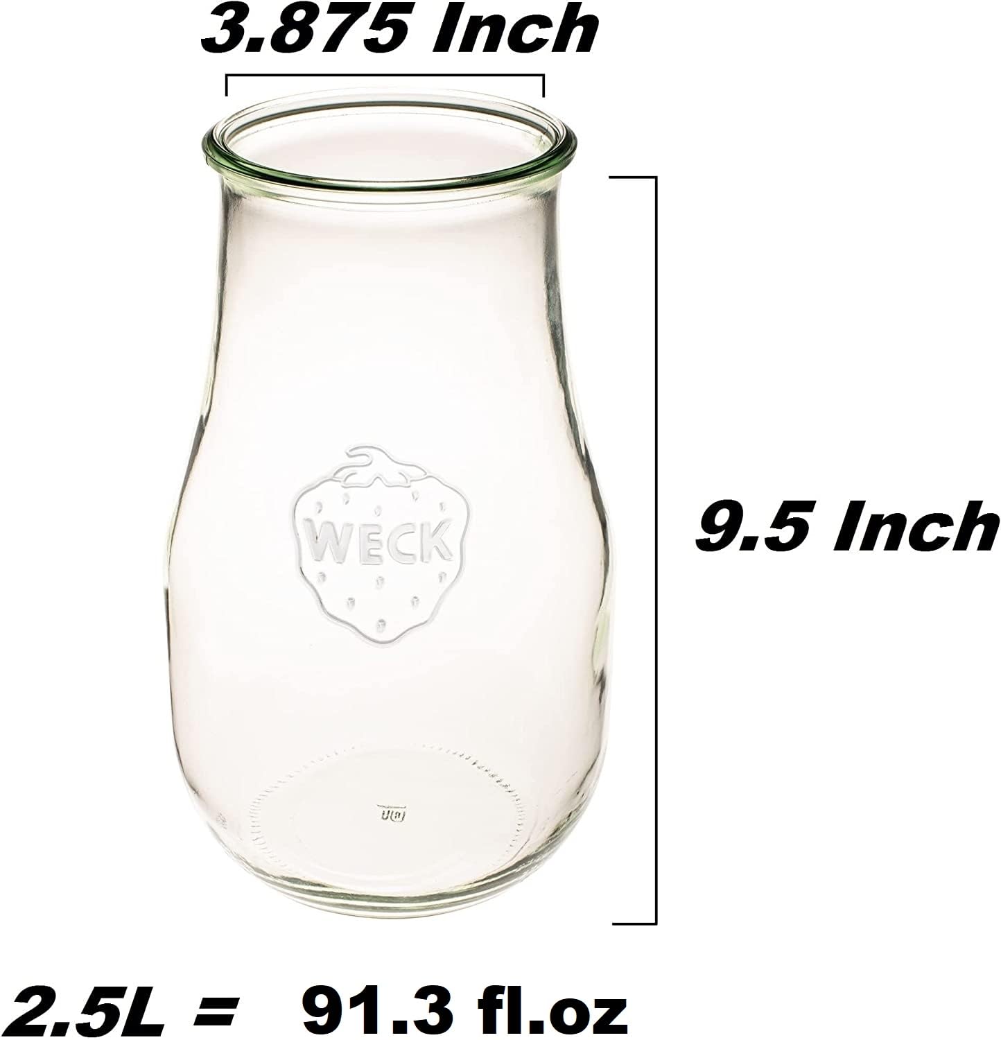 Weck Jars Tulip 2.5 Liter - Sour Dough Starter Jars - Large Glass Jars for Sourdough - Starter Jar with Glass Lid - Suitable for Canning & Storage