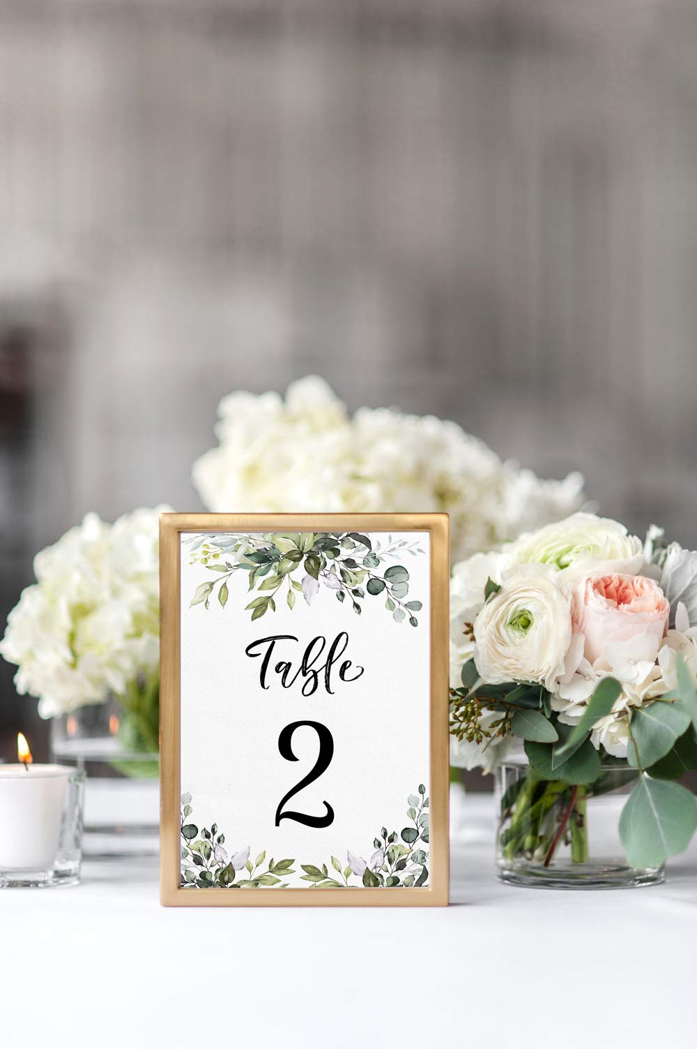 Printed Party Table Card Numbers Set, 1-40 and Head Table Card, Greenery