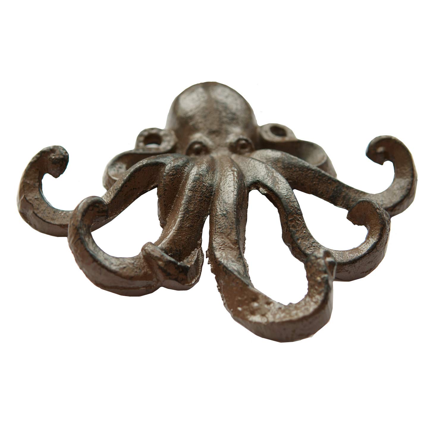 YMAISS Rustic Brown Cast Iron Octopus Hooks,Key Hooks,Sea Theme Hook,Coastal Hook,Antique Old Shabby Chic Cast Iron Hooks, Decorative Swimming Octopus Tentacles Key Hook Matching Screws Included