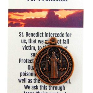 St Benedict Protection from Evil Saint Gift Set with Medal and Holy Prayer Card