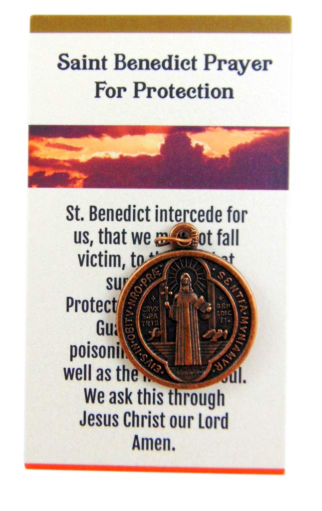 St Benedict Protection from Evil Saint Gift Set with Medal and Holy Prayer Card