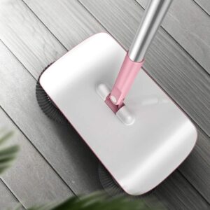 Hand Push Sweeper, Household Hand Sweeping Machine, Non Electric Sweeper Mop Broom Dustpan Floor Cleaning Tools for Cleaning Hair, Fruit Shell, Dust, etc - Angle Changable Freely(Pink)