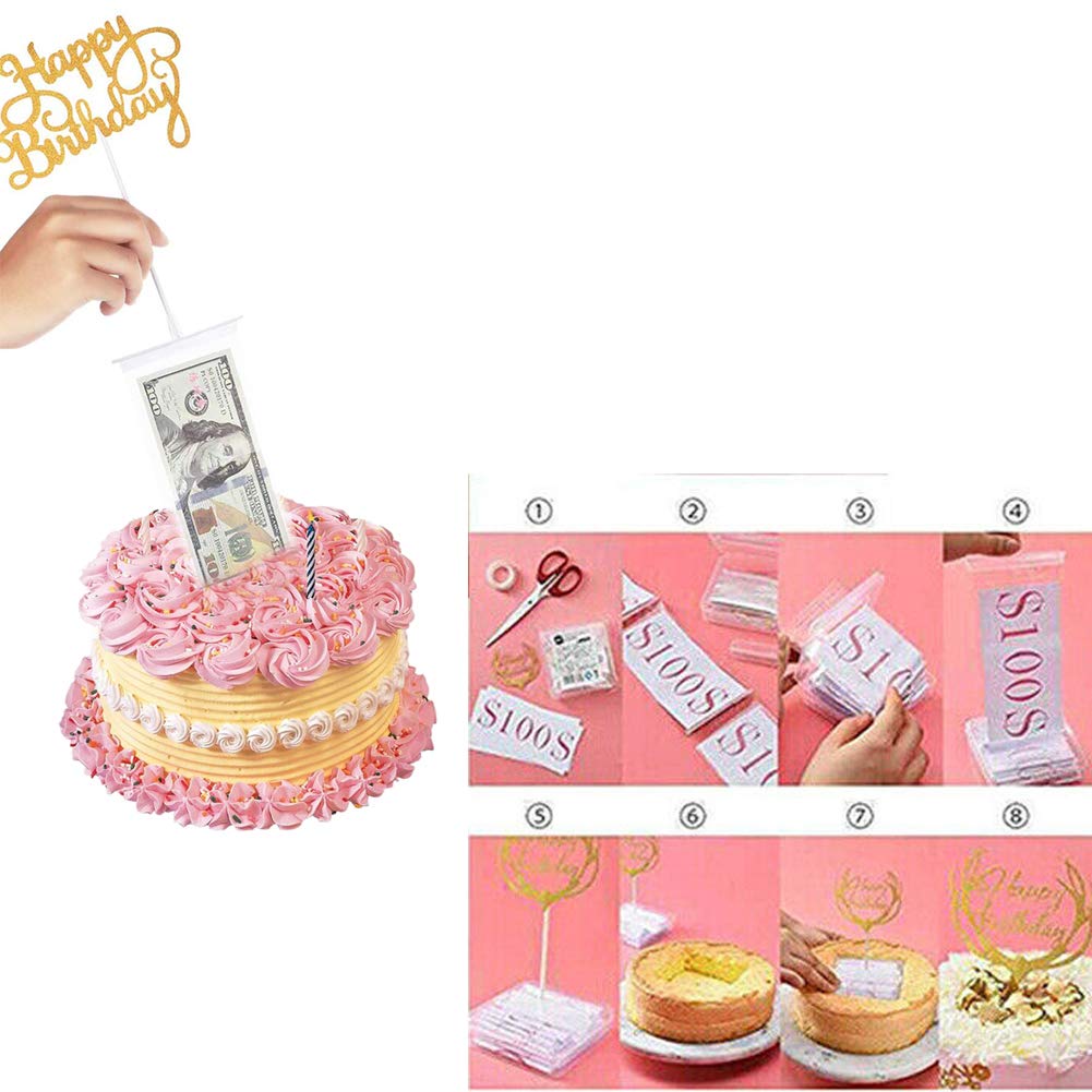 LEBERY Cake Money Box, Money Pulling Cake Making Mold, Money Cake Dispenser Box, Cake Money Kit With Happy Birthday Cake Topper Cake ATM Money Box for Birthday Graduation Party Cake Decoration