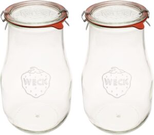 weck jars tulip 2.5 liter - sour dough starter jars - large glass jars for sourdough - starter jar with glass lid - suitable for canning & storage