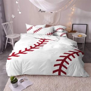 LanS Precise Baseball Sport Series Duvet Cover Bedding Set, Duvet Cover and Pillowcase, 3/4 Piece Set (Duvet Cover + 2 Pillowcases + Sheets) Health/Soft/colourfast (I,Full-3PCS-200x229cm)