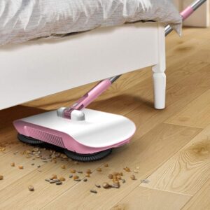 Hand Push Sweeper, Household Hand Sweeping Machine, Non Electric Sweeper Mop Broom Dustpan Floor Cleaning Tools for Cleaning Hair, Fruit Shell, Dust, etc - Angle Changable Freely(Pink)