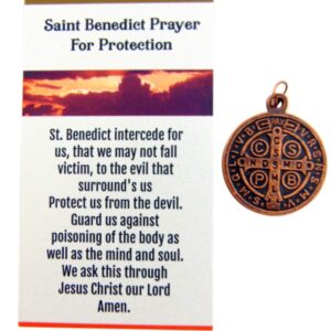 St Benedict Protection from Evil Saint Gift Set with Medal and Holy Prayer Card