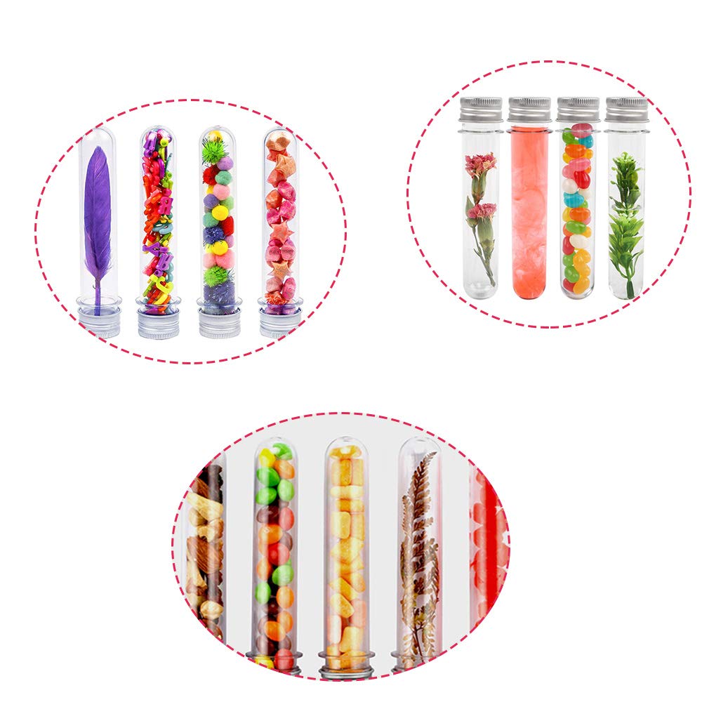 24 PCS Plastic Test Tubes,45 ml Clear Test Tube with Caps,140 x 25 mm Test Tube for Candy Storage,Party,Decoration,Beads Display,Lab