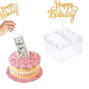 lebery cake money box, money pulling cake making mold, money cake dispenser box, cake money kit with happy birthday cake topper cake atm money box for birthday graduation party cake decoration