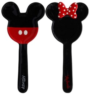 disney mickey mouse pant and minnie mouse bow ears figural spoon rest ceramic set of 2