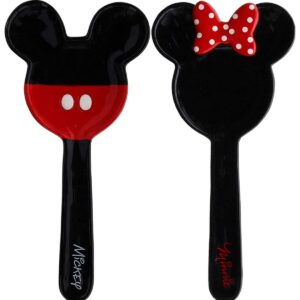 Disney Mickey Mouse Pant and Minnie Mouse Bow Ears Figural Spoon Rest Ceramic Set of 2