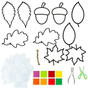 EXQUISS 10 Pieces Fall Leaf Suncatcher Craft Tissue Paper Suncatchers Autumn Decorations DIY Window Art Autumn Sun Catchers for Kids Silhouette Window Decorations Classroom Activity Thanksgiving Art