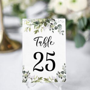 Printed Party Table Card Numbers Set, 1-40 and Head Table Card, Greenery