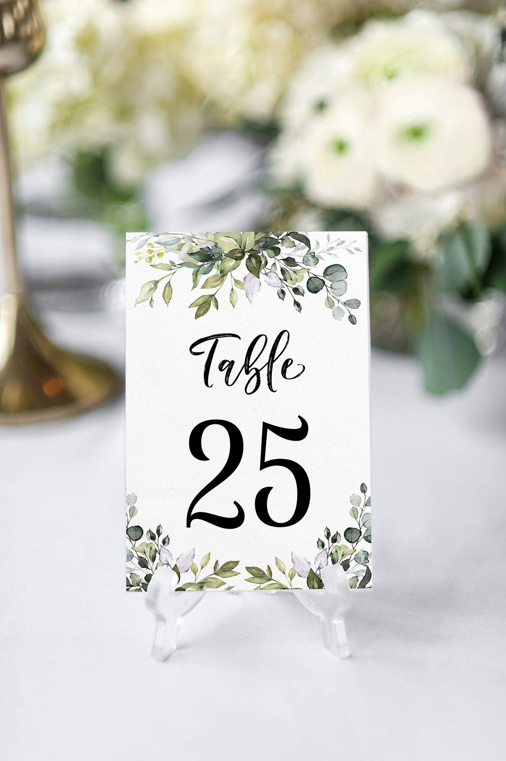 Printed Party Table Card Numbers Set, 1-40 and Head Table Card, Greenery