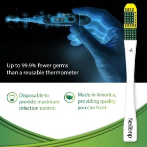 NexTemp Ultra Single-Use Thermometers - Individually Wrapped Disposable First Aid Supplies, High-Accuracy Reading, For Business, School, and Healthcare Use, Fahrenheit, 100-Pack, by Medical Indicators