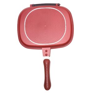 square double sided frying pan, kitchen non-stick baking pancake pan omelette trays, indoor/outdoor camping sandwich toaster grill, cooks toasties, breakfast and more