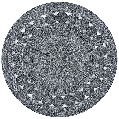 SAFAVIEH Cape Cod Collection 5' Round Charcoal CAP225H Handmade Braided Area Rug