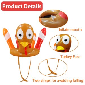 2 Pack Thanksgiving Ring Toss Games Toys for Kids Thanksgiving Inflatable Turkey Hats Toss Games Thanksgiving Family School Party Favors Decor Indoor Outdoor Party Game(2 Turkey Hats, 8 Rings)