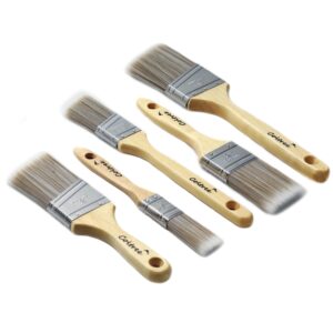 Coltree Paint Brushes Set, 5 Pcs Flat and Angle Paintbrushes for Wall and Trim, Suitable for Oil-Based Paints, Water-Based Paints, Stains, Home Improvement Paint Supplies