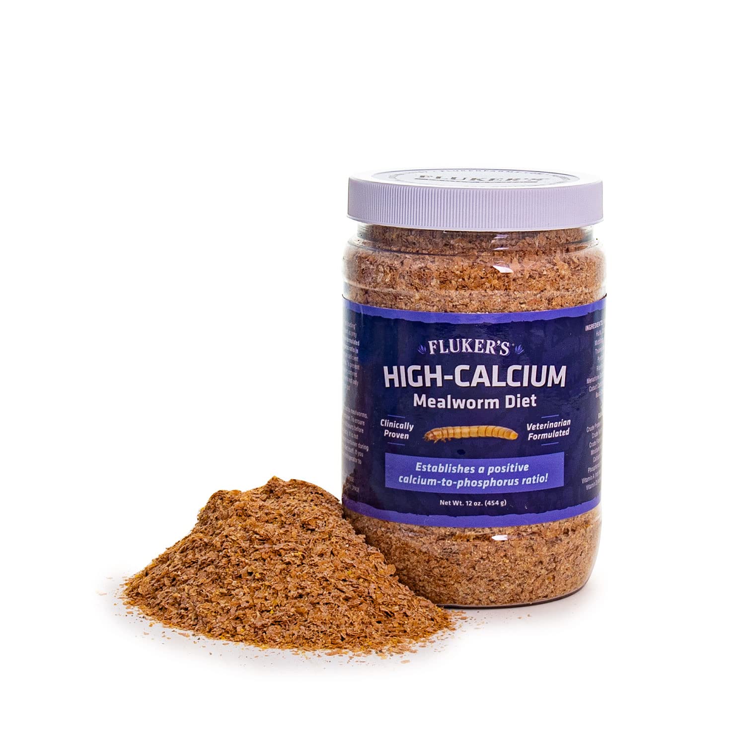 Fluker's High Calcium Mealworm Diet, Can Be Used as a Gut-Loading Food or Bedding, 12 oz