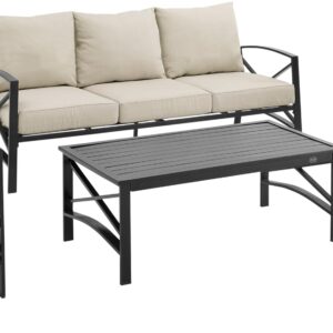 Crosley Furniture Kaplan 4-Piece Outdoor Sofa Patio Furniture Set, Conversation Sets for Porch, Deck, Oiled Bronze with Oatmeal Cushions