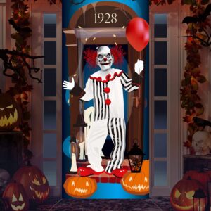 emopeak halloween clown door sticker cover - creative 3d sticker wall decals for halloween party decoration