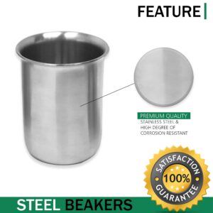 Edu-Labs Stainless Steel Beaker with Rim - Low-Form Beakers for Science - Industrial-Grade Chemistry Lab Equipment, High Heat Tolerance - Scientific Laboratory Supplies for Liquids & Solids - 2000ml