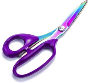 sirmedal rust-proof titanium coated stainless steel multipurpose 8” rainbow&purple scissors fabric textile dressmaking craft office home daily use