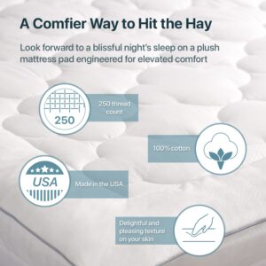 Allied Home Cooling Mattress Topper - 250 TC, 100% Cotton Mattress Cover, Thick Mattress Topper - Cotton Mattress Pad, Down Alternative Mattress Topper - Full, 54” x 75” x 1”