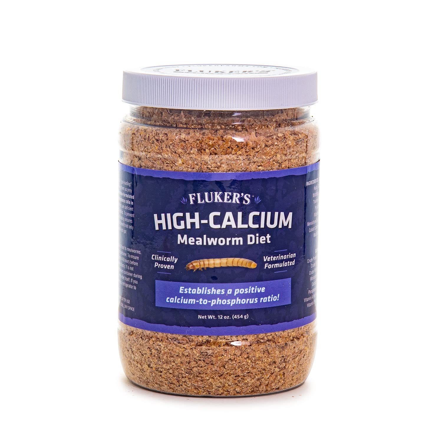 Fluker's High Calcium Mealworm Diet, Can Be Used as a Gut-Loading Food or Bedding, 12 oz