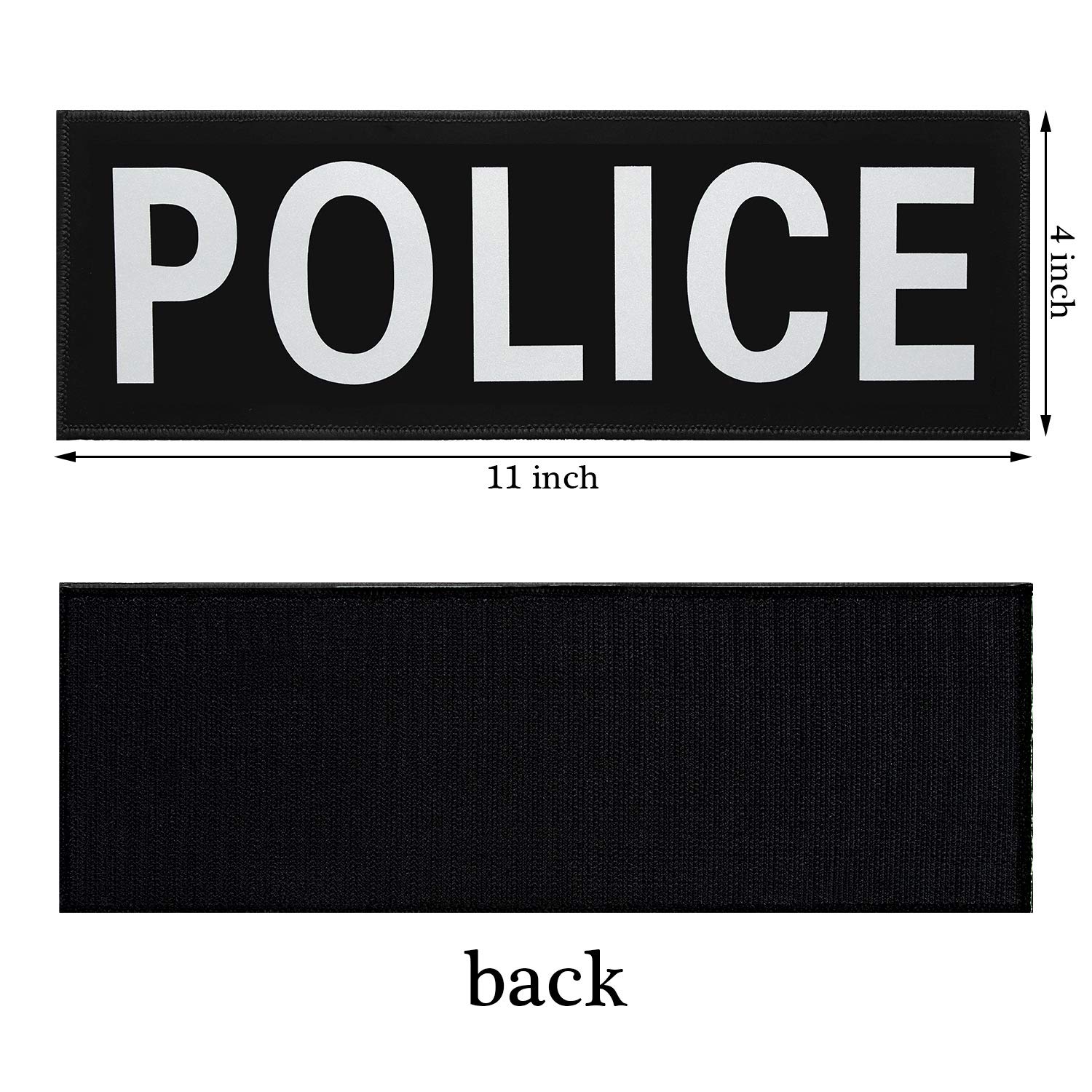 3 Pieces Police Patches for Vest 11 x 4 Inches Reflective Ultra Patch Black Police Patch Back Panel Police Patches for Police Vest Jacket Back Panel (28 x 10 cm/ 11 x 4 Inch)