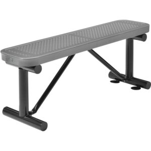 global industrial 48" l outdoor steel flat bench, perforated metal, gray