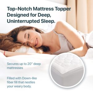 Allied Home Cooling Mattress Topper - 250 TC, 100% Cotton Mattress Cover, Thick Mattress Topper - Cotton Mattress Pad, Down Alternative Mattress Topper - Full, 54” x 75” x 1”