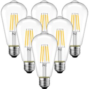 anwio st21 led filament bulb 7w(60 watt equivalent) dimmable 2700k warm white vintage edison light bulb e26 medium base (6-pack)