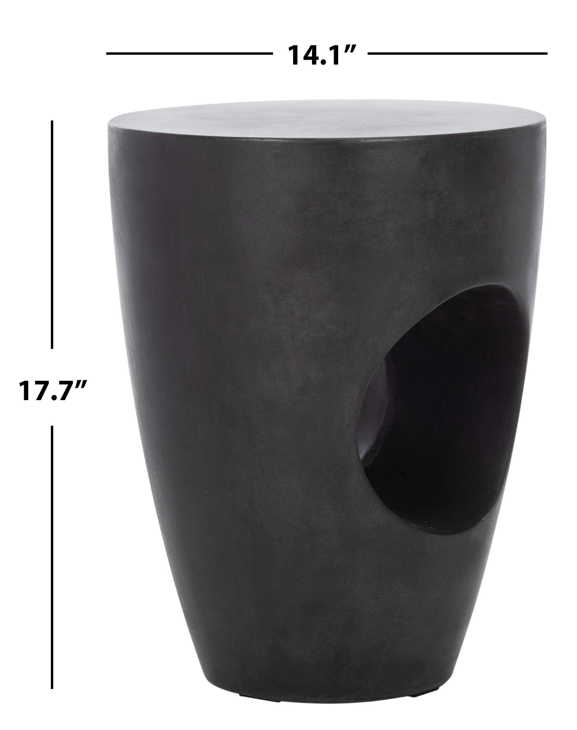 SAFAVIEH Outdoor Aishi Black Modern Concrete Round Accent Table