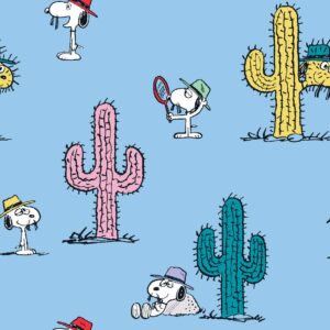 1 yard snoopy and cacti peanuts fabric by springs creative 100% cotton 681311600715