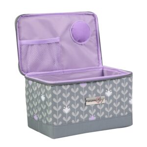 everything mary sewing case grey leaf print evm12861-1