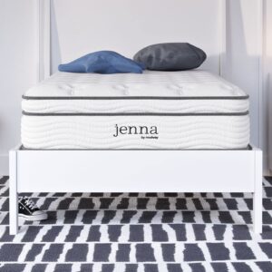 modway jenna 10” innerspring and memory foam twin xl mattress with individually encased coils, white