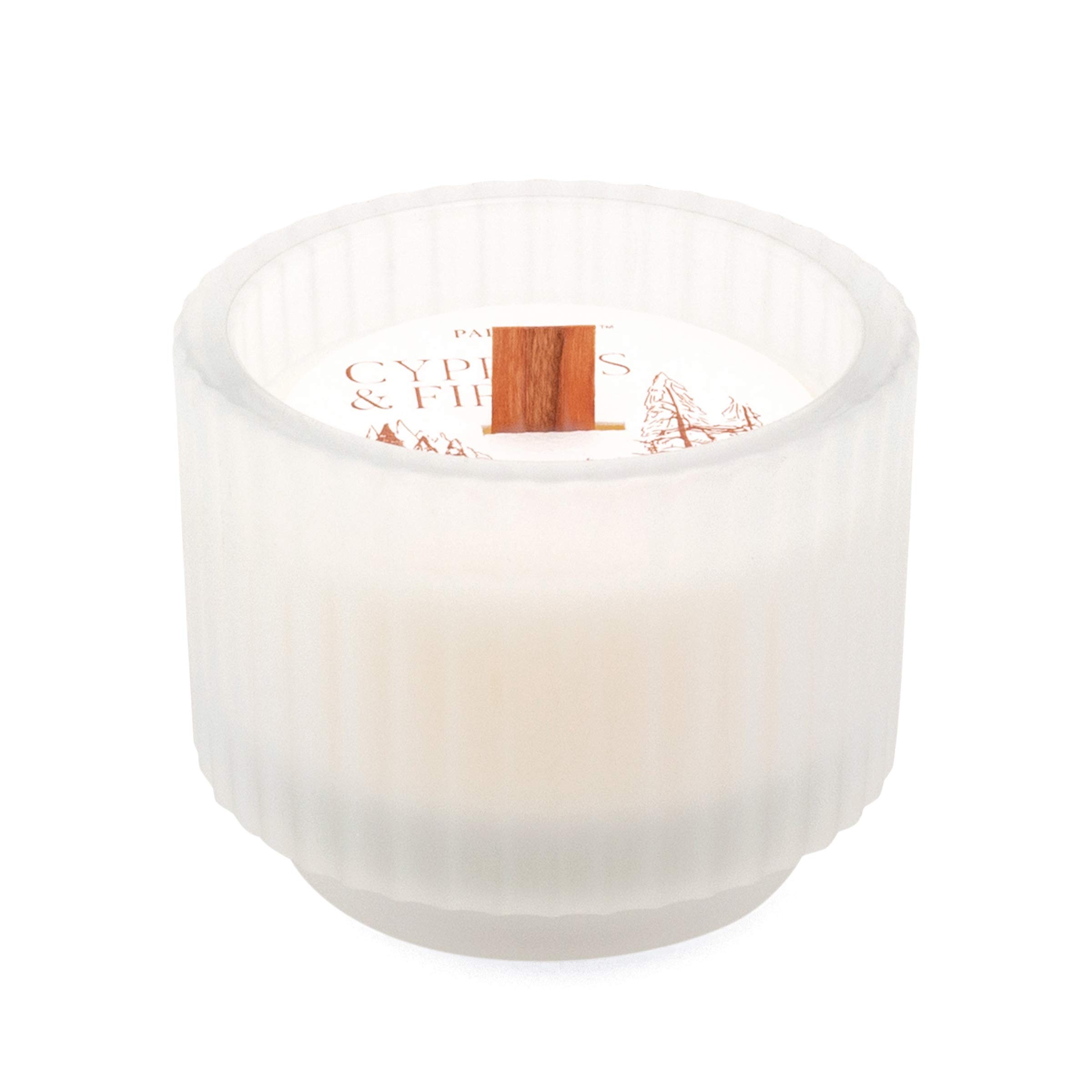 Paddywax Cypress & Fir Holiday Artisan Hand-Poured Scented Candle, 5-Ounce, White Frosted