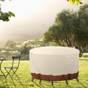 Vailge Round Patio Furniture Covers, 100% Waterproof Outdoor Table Chair Set Covers, Anti-Fading Cover for Outdoor Furniture Set, UV Resistant, 72"DIAx28"H, Beige & Brown