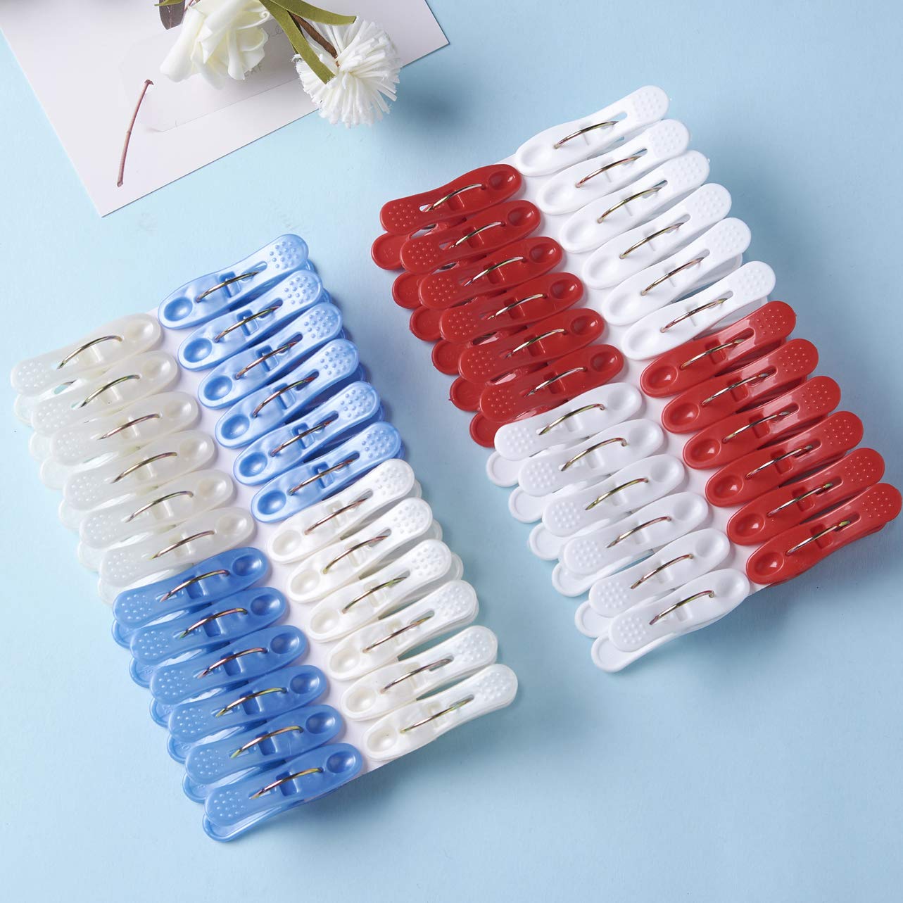 Foshine Clothes Pins for Crafts 48 Pack Clothes Clips Drying Clothing Clips Colored Laundry Clips Clothespins Plastic Pegs Windproof Clothespin Photo Paper Pegs Craft Clips Painting Display