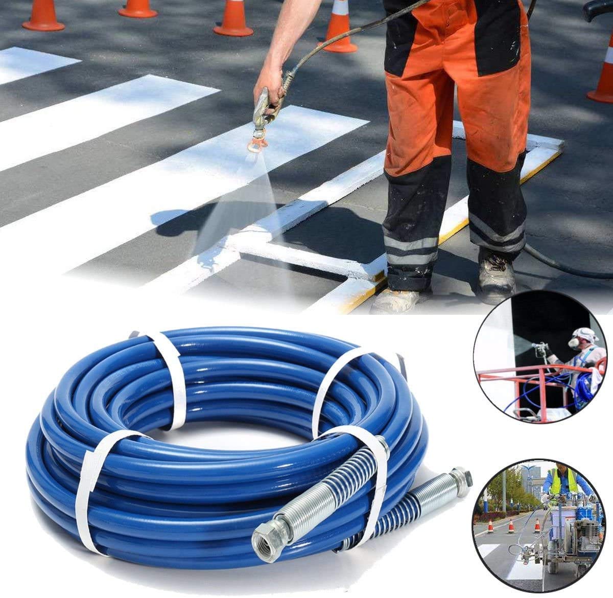 Willbebest 50ft 1/4" Airless Paint Spray Hose Sprayer Light Flexible Fiber Tube 3300PSI Working Pressure, Burst Pressure Up to 8500 PSI (15 Meter)