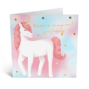 CENTRAL 23 - Unicorn Birthday Card - 'Have a Magical Birthday' - Pink Gift for Girls - Cute Design - Pretty Happy Birthday Card - For Daughter Granddaughter- Comes with Fun Stickers