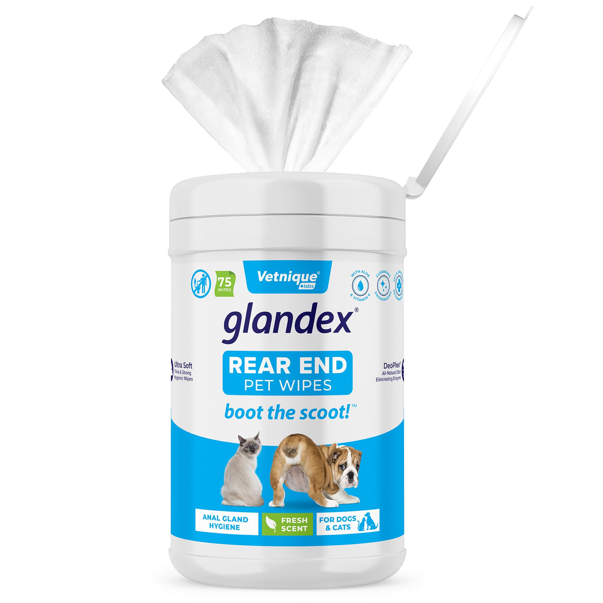 Glandex Beef Liver Anal Gland Support Powder 4oz & Glandex Anal Gland Hygienic Pet Wipes 75ct Bundle, Anal Gland Powder for Dogs with Pumpkin & Fiber, Scented Dog Cleaning Wipes for Anal Glands