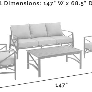 Crosley Furniture Kaplan 4-Piece Outdoor Sofa Patio Furniture Set, Conversation Sets for Porch, Deck, Oiled Bronze with Oatmeal Cushions