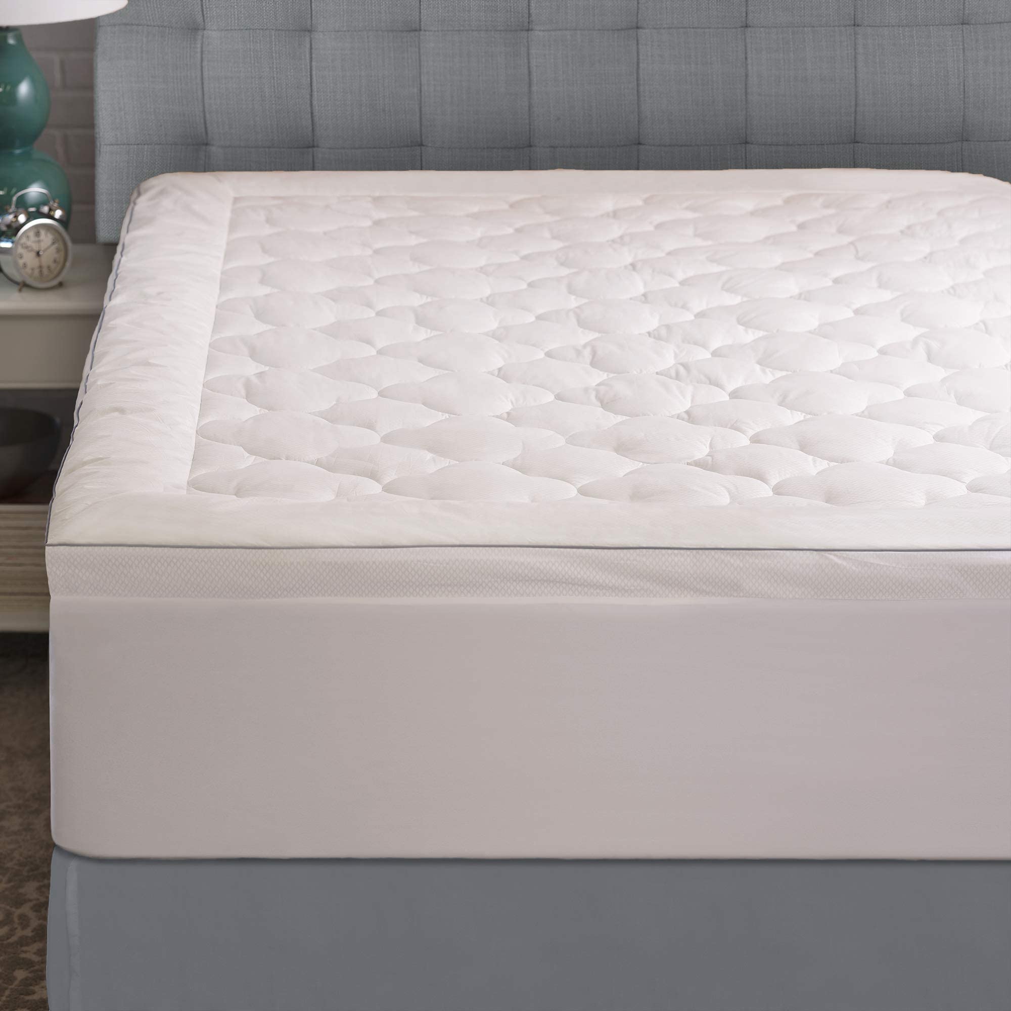 Allied Home Cooling Mattress Topper - 250 TC, 100% Cotton Mattress Cover, Thick Mattress Topper - Cotton Mattress Pad, Down Alternative Mattress Topper - Full, 54” x 75” x 1”