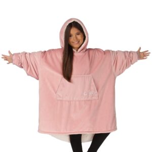 the comfy jr | the original oversized microfiber & sherpa wearable blanket for kids, seen on shark tank, one size fits all (blush)