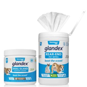 vetnique glandex for dogs 60ct peanut butter anal gland support chews and glandex pet wipes 75ct bundle