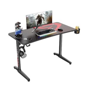 designa computer desk racing style, 47 inch gaming desk, writing home office desk with free mouse pad, usb handle rack, cup holder & headphone hook, black