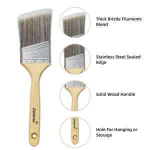 Coltree Paint Brushes Set, 5 Pcs Flat and Angle Paintbrushes for Wall and Trim, Suitable for Oil-Based Paints, Water-Based Paints, Stains, Home Improvement Paint Supplies